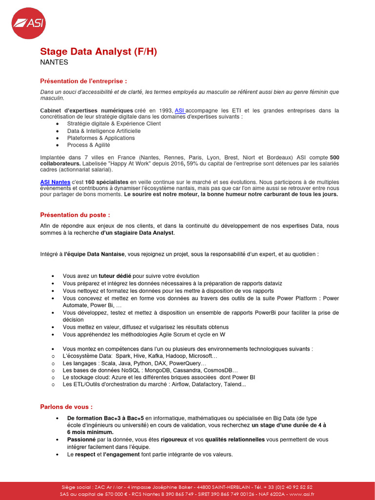 ASI - Stage Data Analyst, Nantes | PDF | Informatique | Informatique