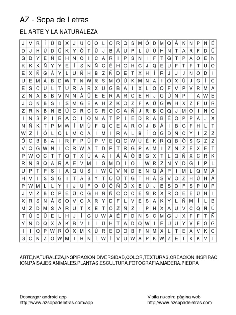 Sopa de Letras Arte y Naturaleza | PDF