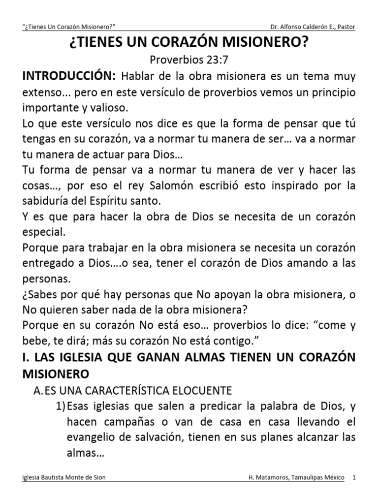 Corazón Misionero: Reflexiones y Acción | PDF | Misionero | Cristo (título)