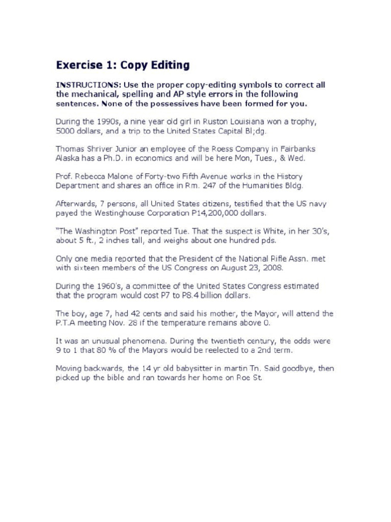 Copyreading Exercises | PDF