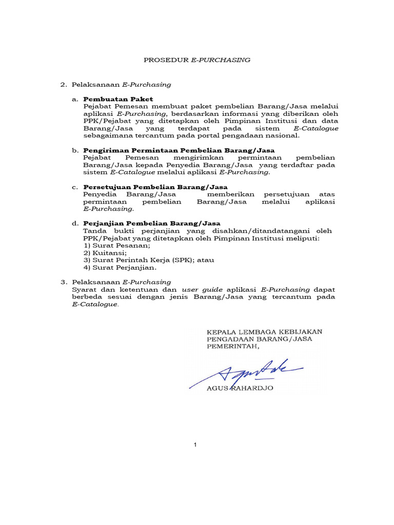 Prosedur E-Purchasing | PDF | Pengelolaan Keuangan & Uang
