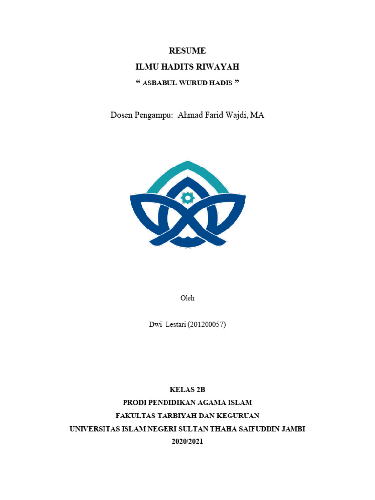 RESUME HADIS RIWAYAH KEL 10 Perbaikan | PDF | Filsafat