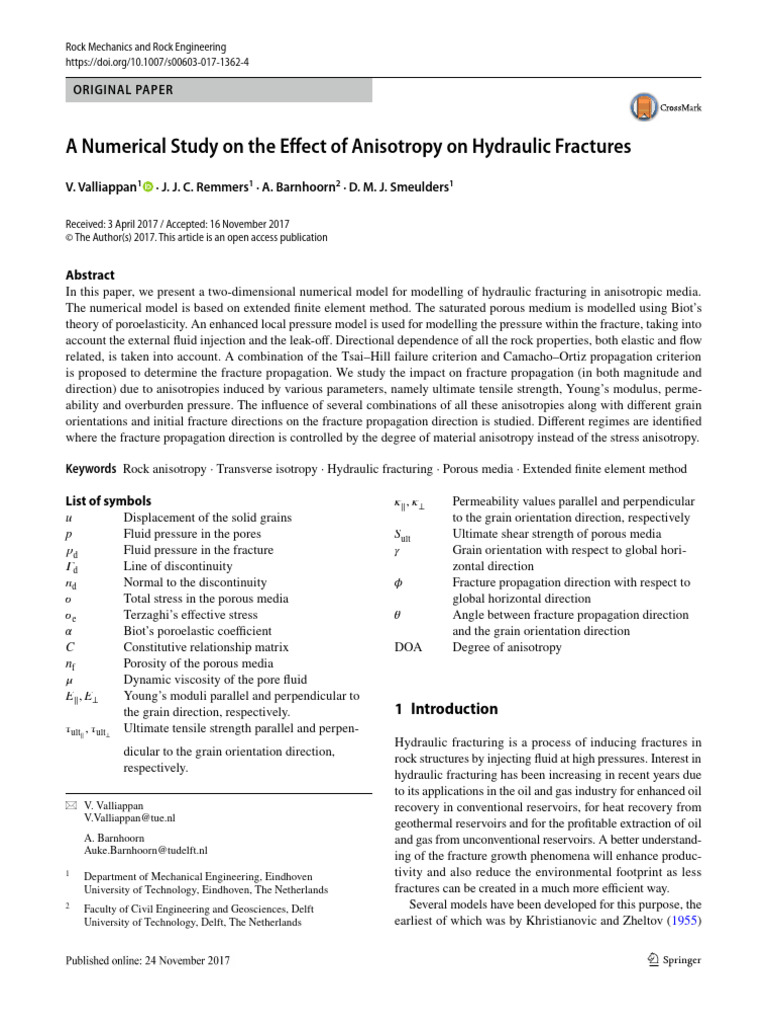 A Numerical Study On The Effect of Anisotropy On Hydraulic Fractures | PDF | Chemistry | Anisotropy