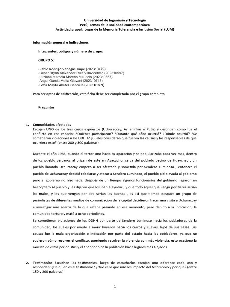 Ficha LUM 2023.2 | PDF | Perú