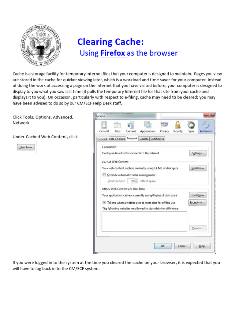 Clearing Cache Firefox | PDF