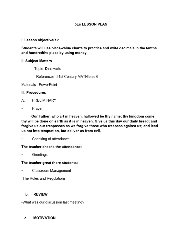 5es LESSON PLAN-math | Download Free PDF | Numbers | Lord's Prayer 5es LESSON PLAN-math | Download Free PDF | Numbers | Lord's Prayer