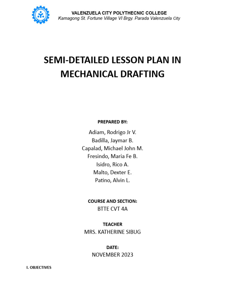 Semi Detailed Plan in Mechanical Drafting Final | Download Free PDF ...
