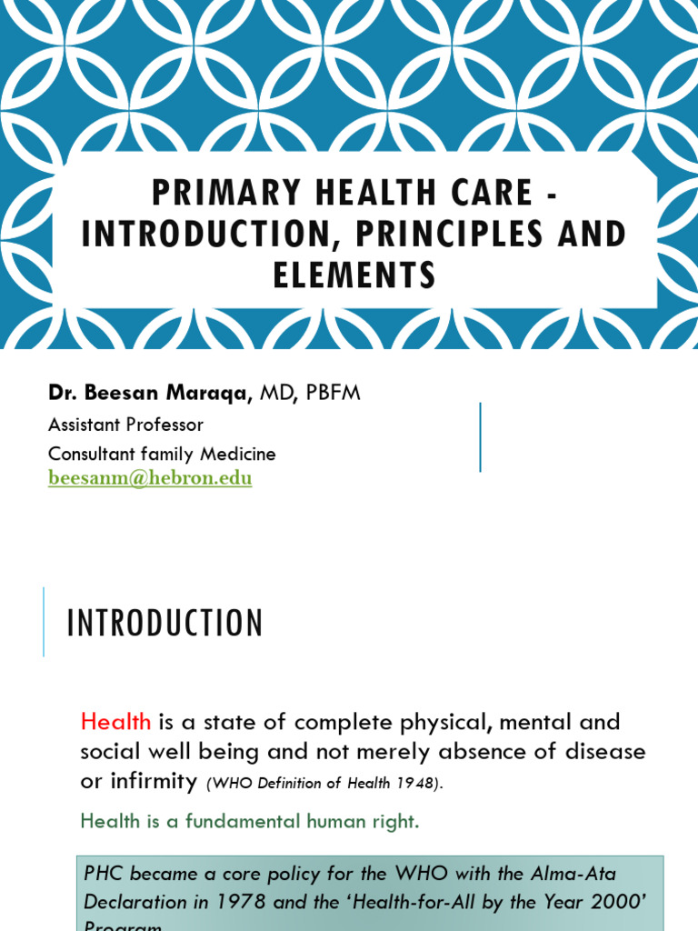 Lecture 1 - Primary Health Care Overview | PDF | Preventive Healthcare ...