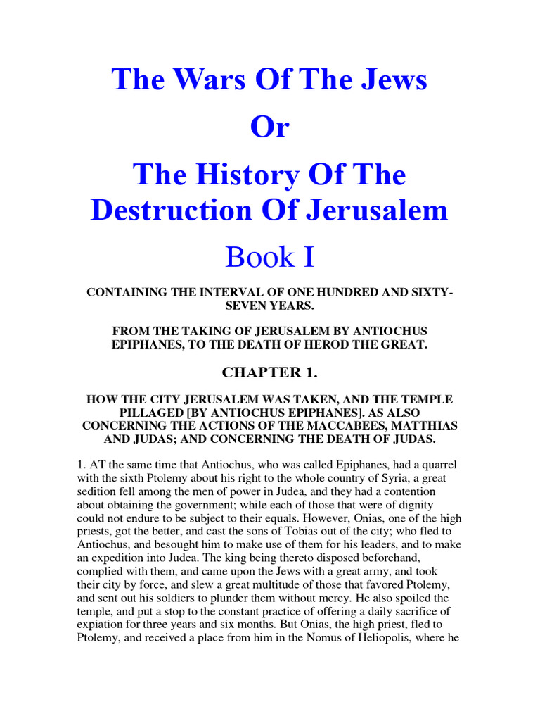 The History of The Destruction of Jerusalem - Book I - Josephus | PDF