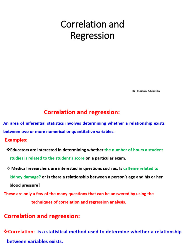 Correlation and Regression-Lecture9 | PDF | Statistics | Regression ...