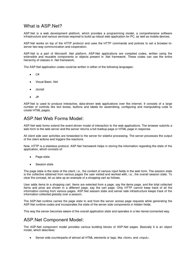What Is Asp Pdf Active Server Pages World Wide Web