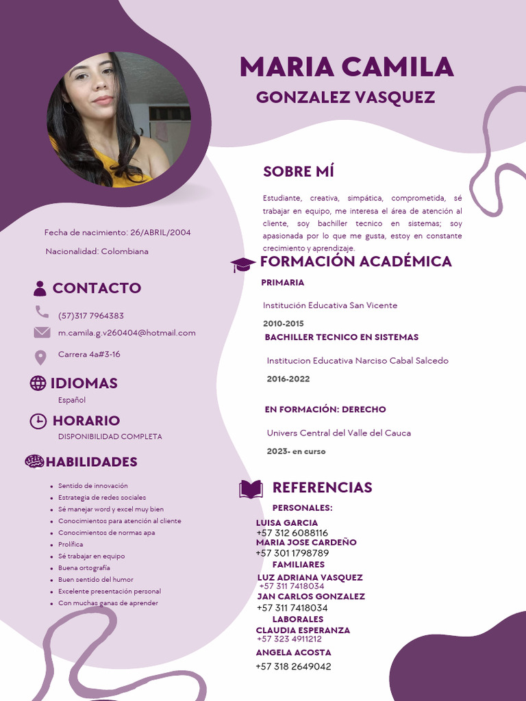 Maria Camila: Gonzalez Vasquez | Descargar gratis PDF | Aprendizaje