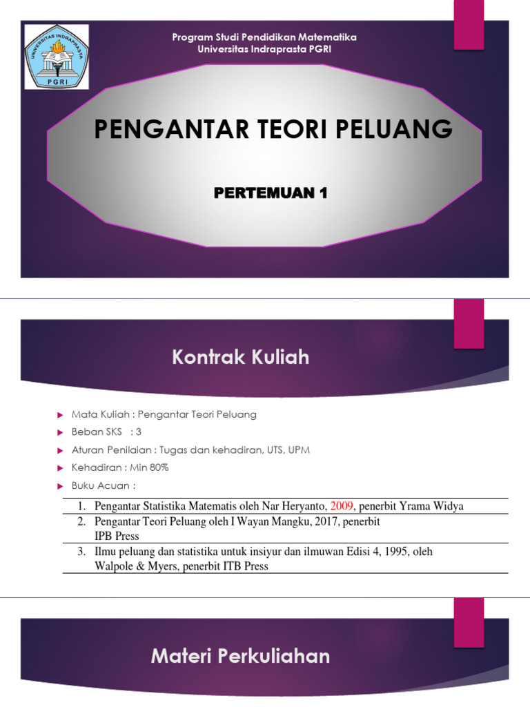 1 Pengantar Teori Peluang - Konsep Peluang | PDF