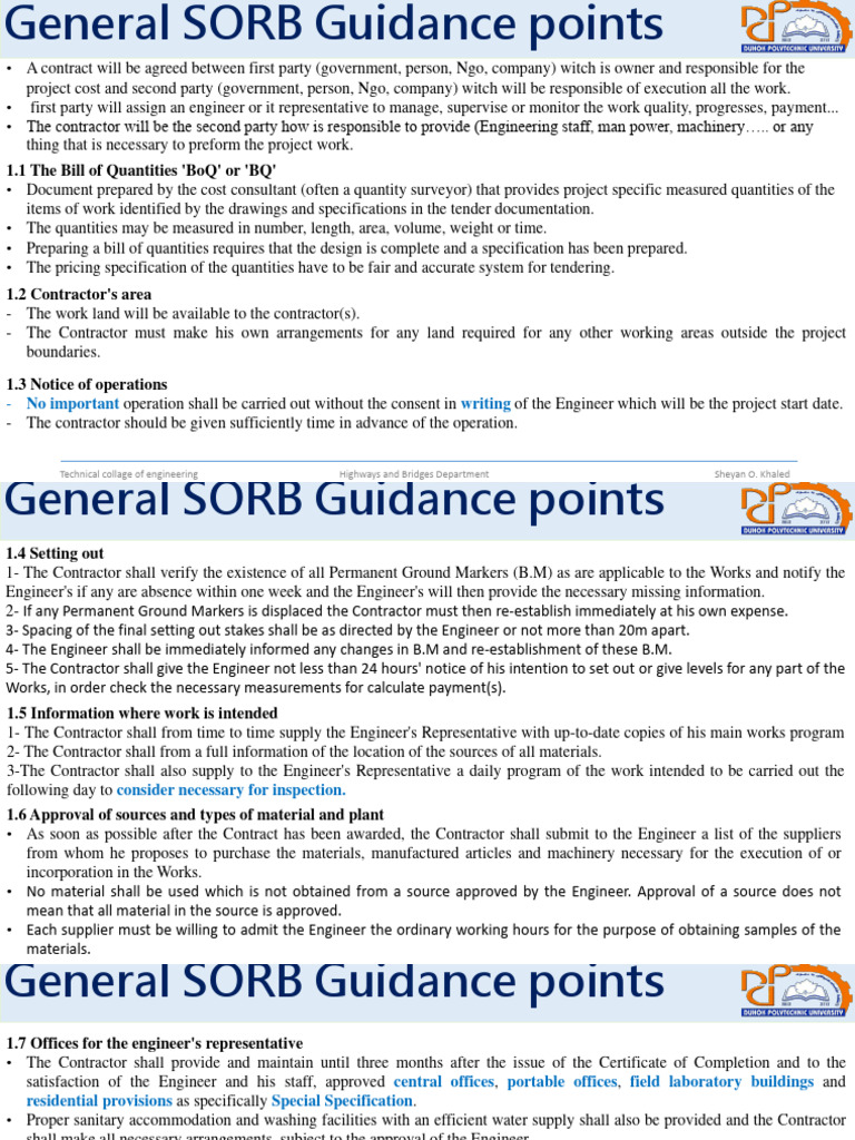 SORB General Notes | PDF | Specification (Technical Standard) | Traffic