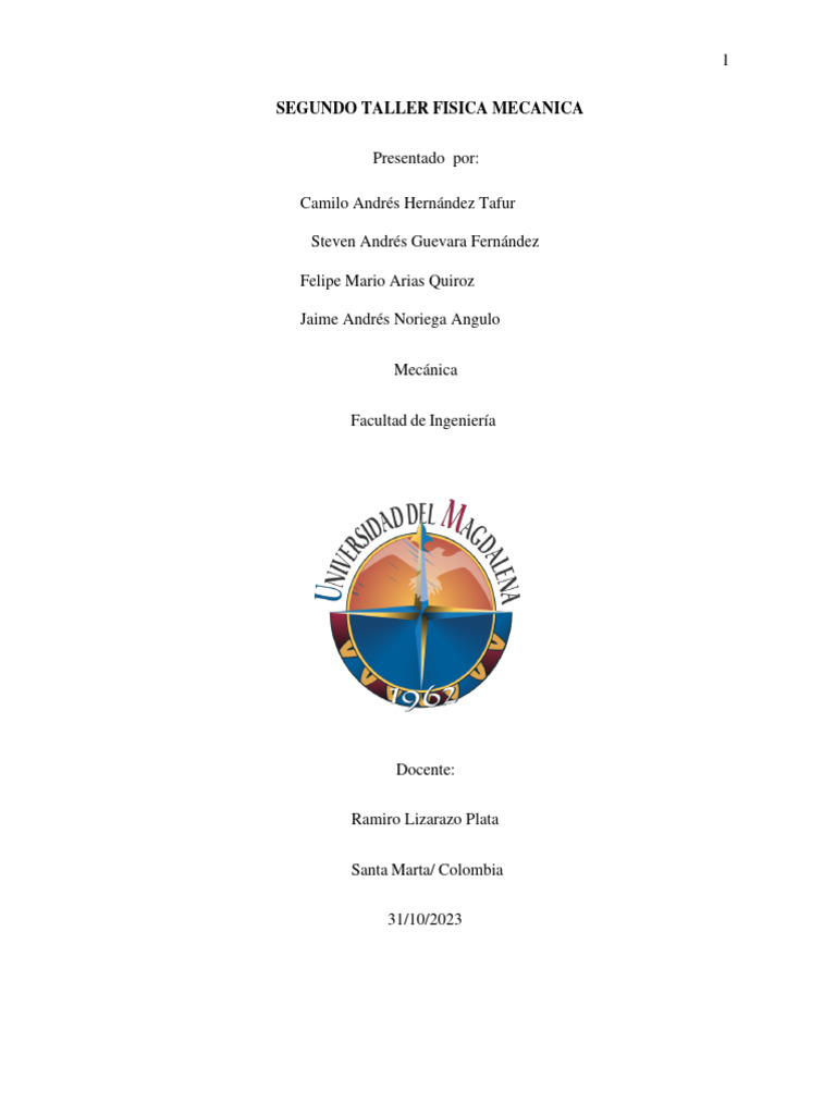 Segundo Taller Fisica Mecanica Jan Pdf Fuerza Masa