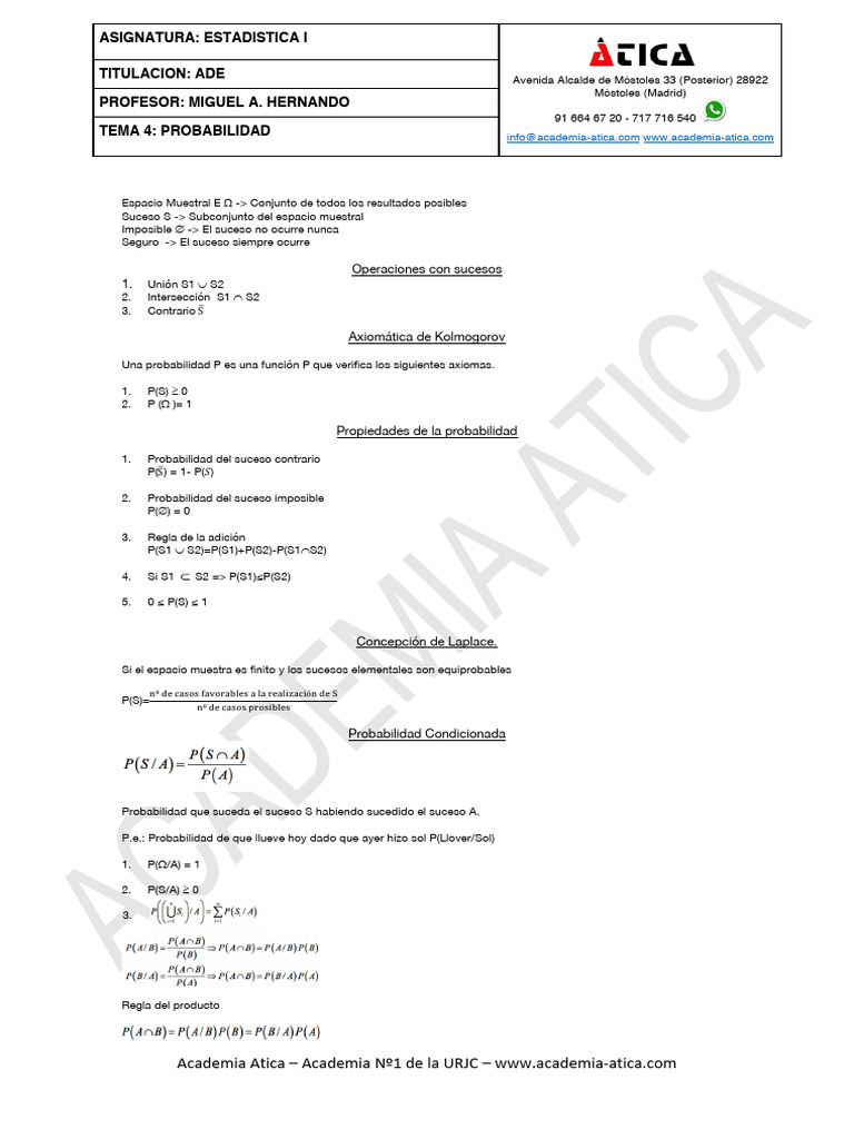 Tema 4 - Probabilidad | PDF | Probabilidad | Science