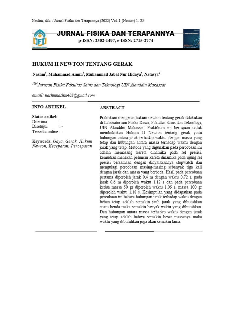 Jurnal Hukum II Newton | PDF | Sains & Matematika
