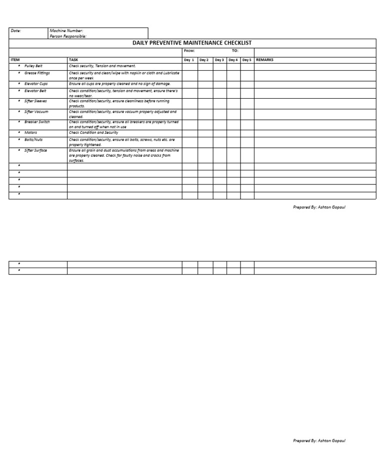 DAILY Sifter CHECK LIST | PDF