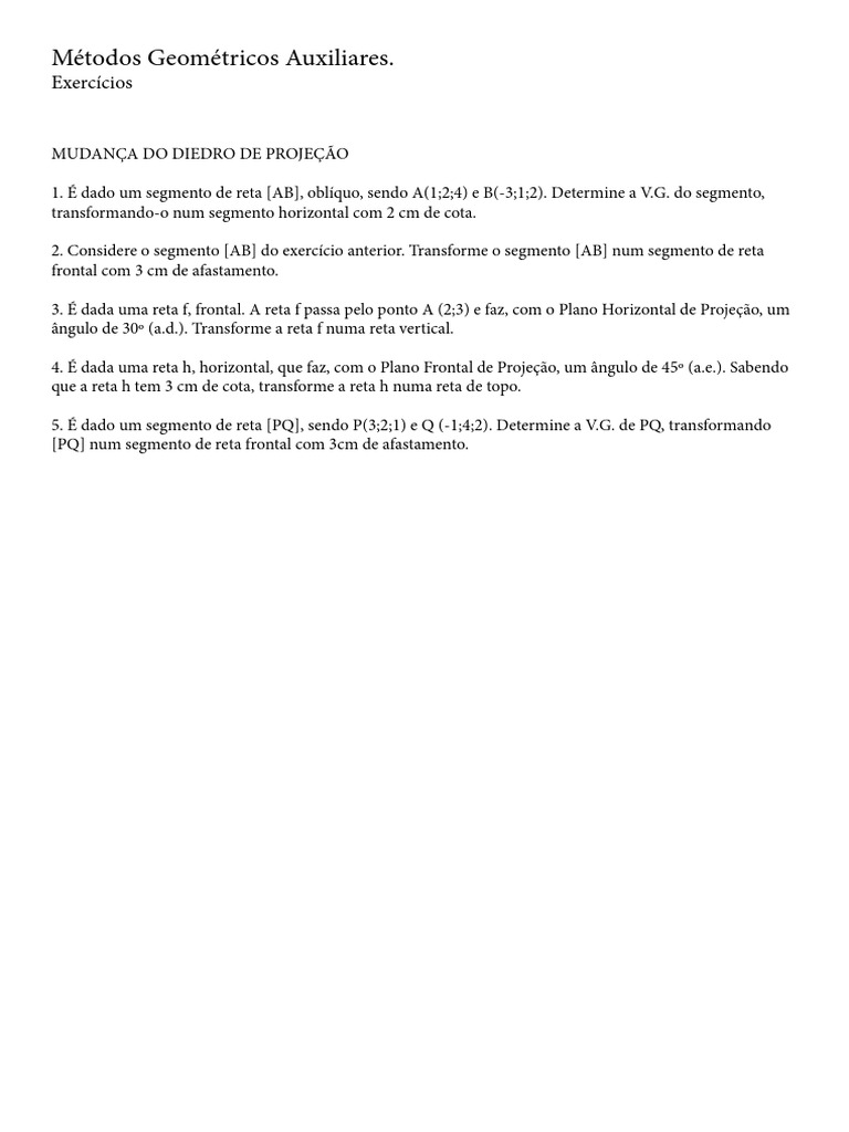 Exercícios GD Métodos Geométricos Auxiliares | PDF | Métodos e Materiais de Ensino