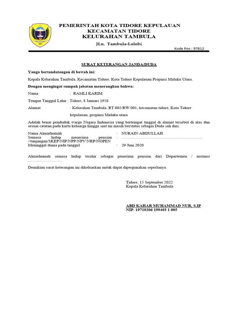 Keterangan Janda Duda | PDF