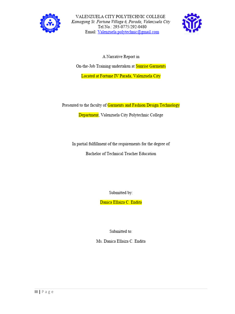 A Narrative Report Template | PDF