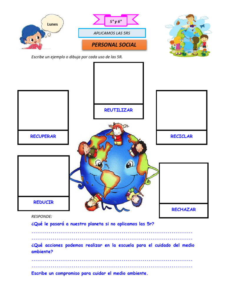 5° y 6° Lunes 22 Ficha Aplicamos Las 5R | PDF | Reciclaje | Consumo (economía)