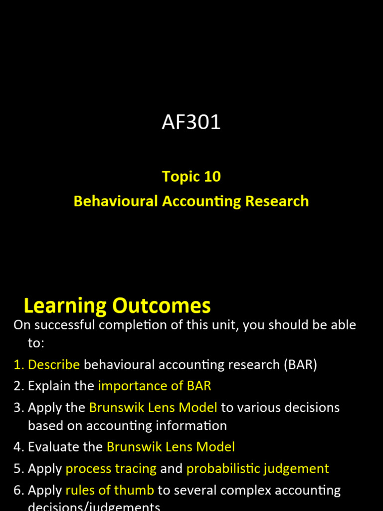 Behavioral Accounting Research Overview | PDF | Decision Making | Risk