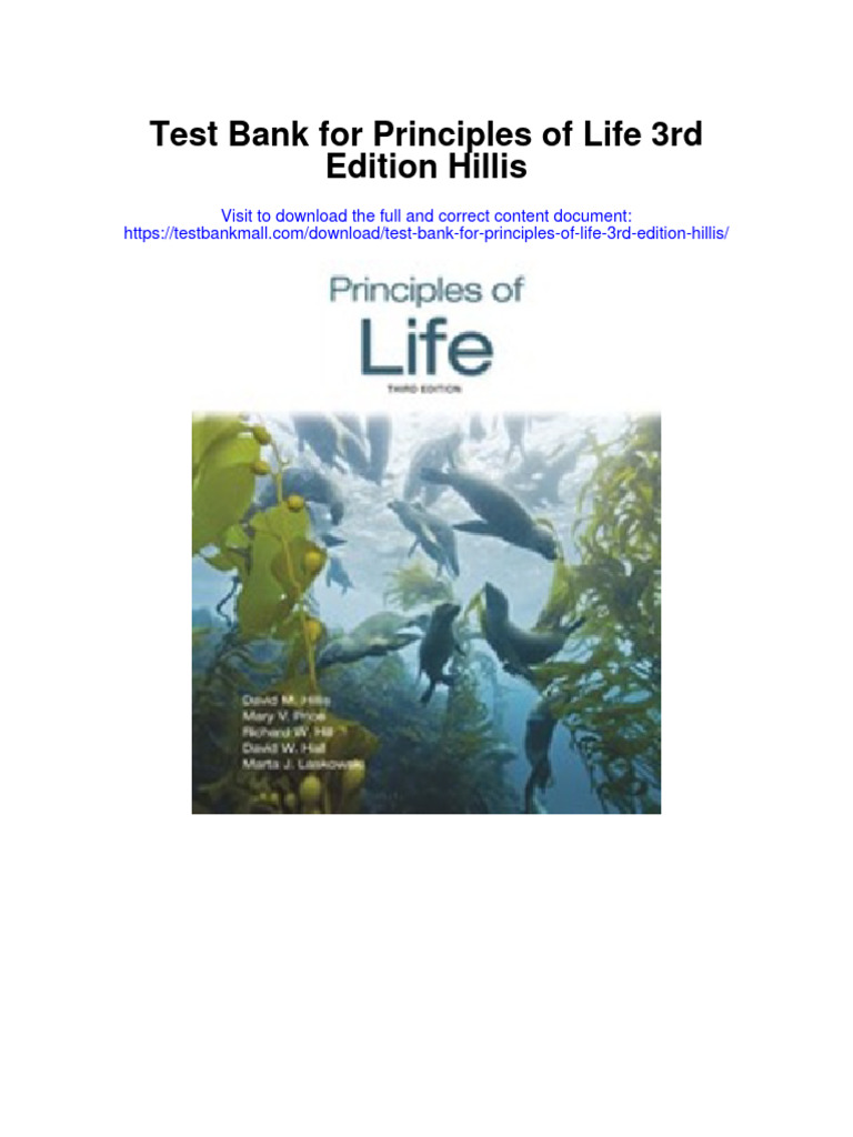 Test Bank for Principles of Life 3rd Edition Hillis | PDF | Organisms ...