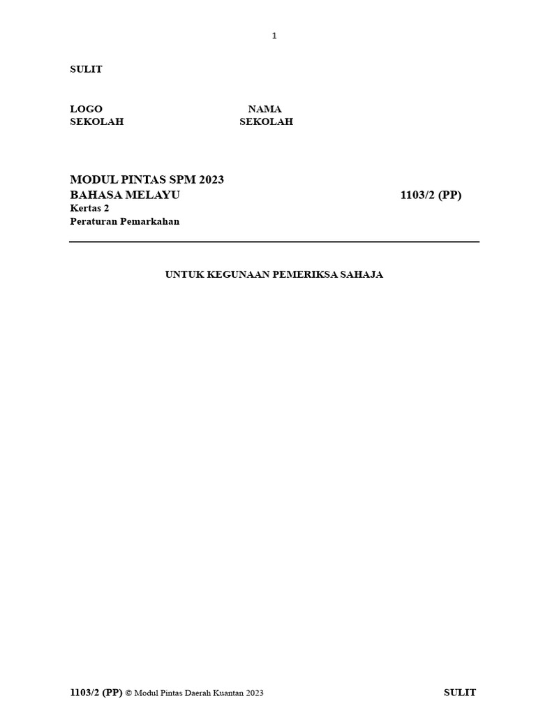 Skema Bahasa Melayu Kertas 2 | PDF