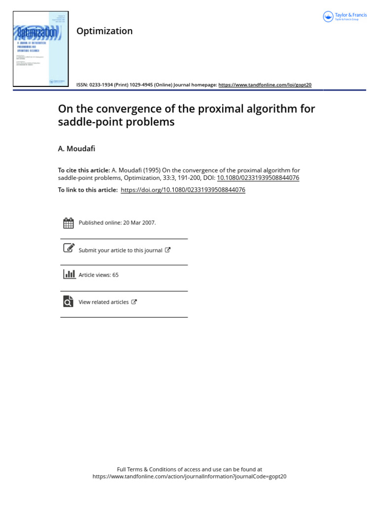 On The Convergence Of The Proximal Algorithm For Saddle Point Problems Pdf Function