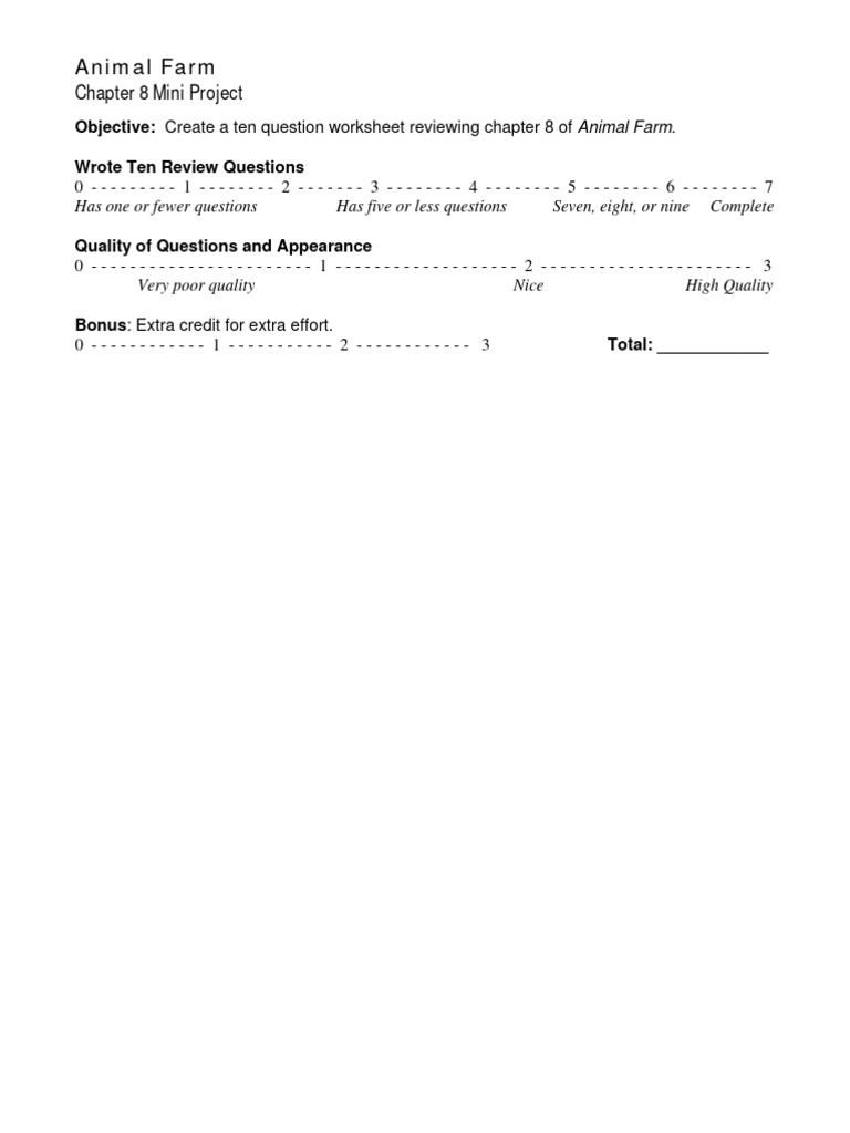 Animal Farm Chapter 8 Mini Project | PDF