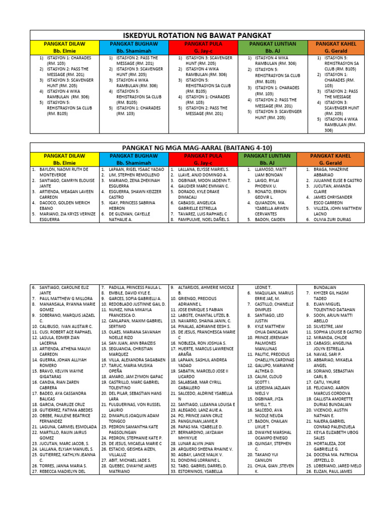 Team Colors Grades 4 10 | PDF