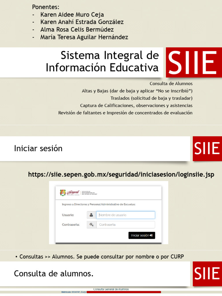 Guía de Uso del SIIE para Alumnos | PDF