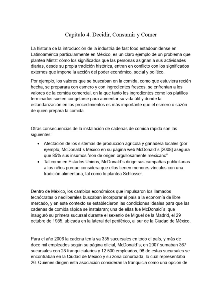 Capítulo 4 Historia De La Gastronomia Pdf Alimentos México