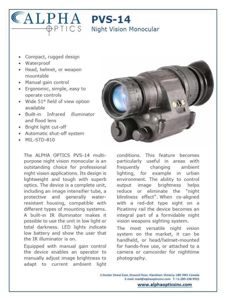 Alpha Optics PVS-14 - 0 | PDF | Optics | Equipment