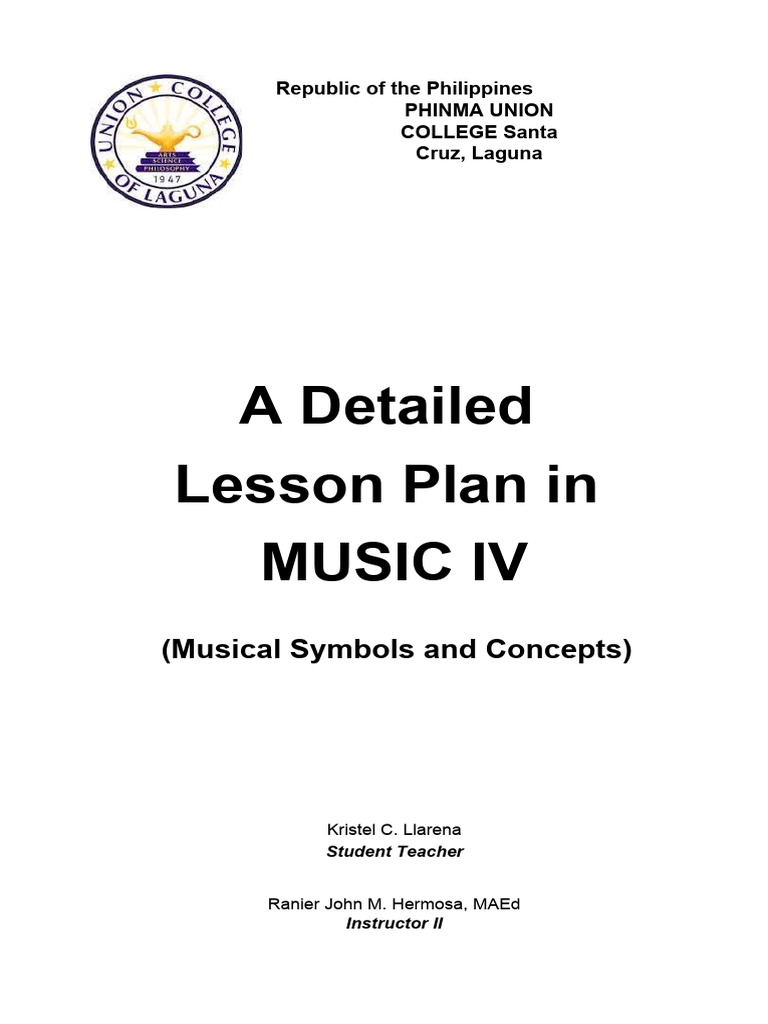 Music IV Lesson Plan: Symbols & Concepts | PDF | Lesson Plan | Clef