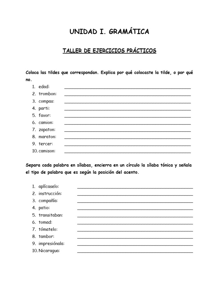 Taller de Ejercicios de Gramática | PDF | Lingüística