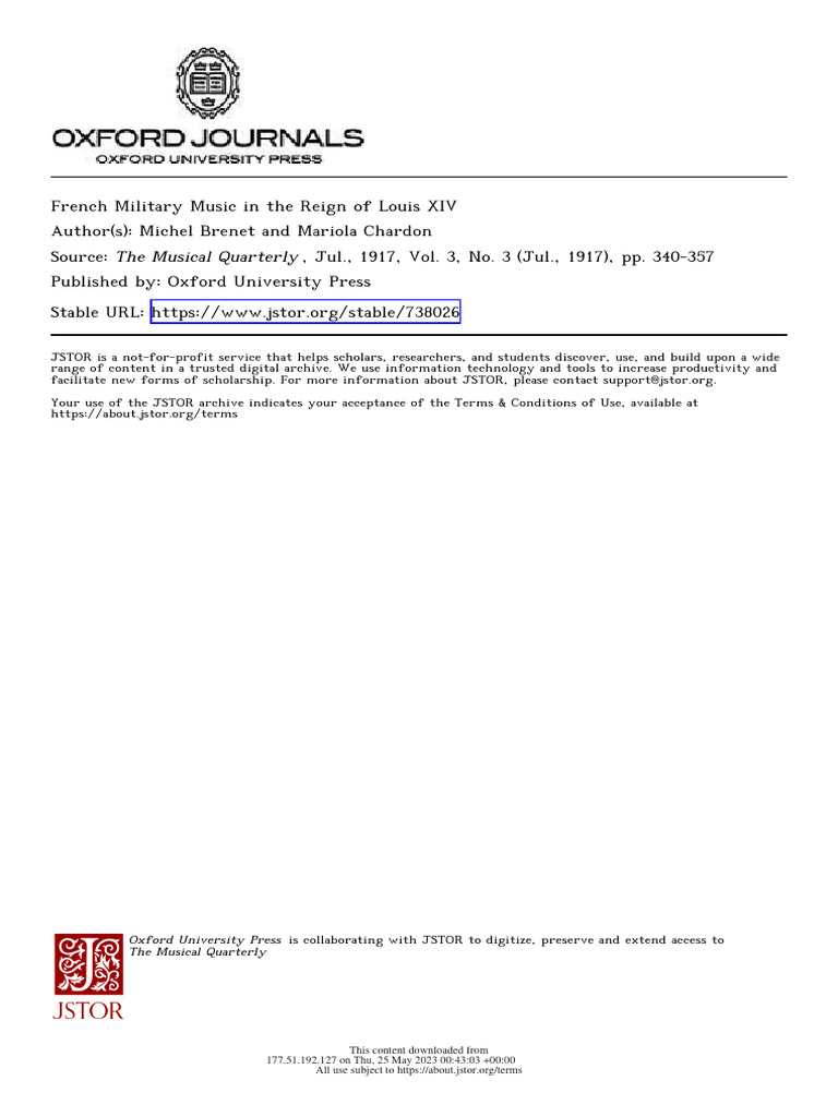 French Military Music in The Reign of Louis Xiv | PDF | Palace Of ...