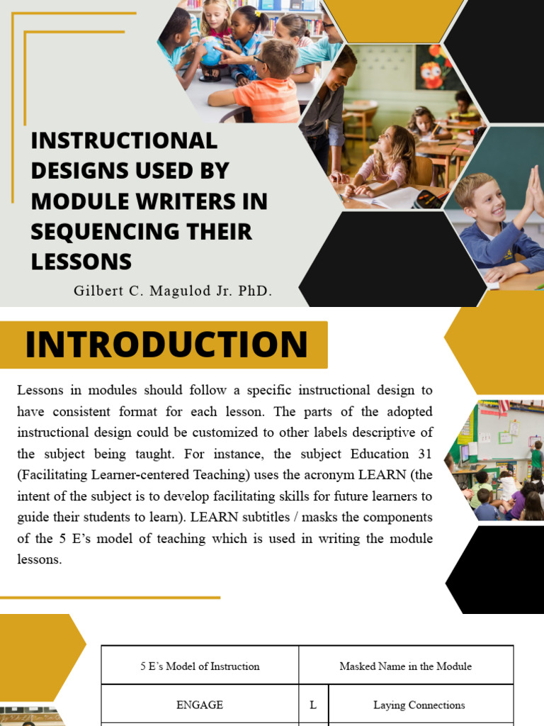 Instructional Designs Used by Module Writers in Sequencing Their Lesson ...