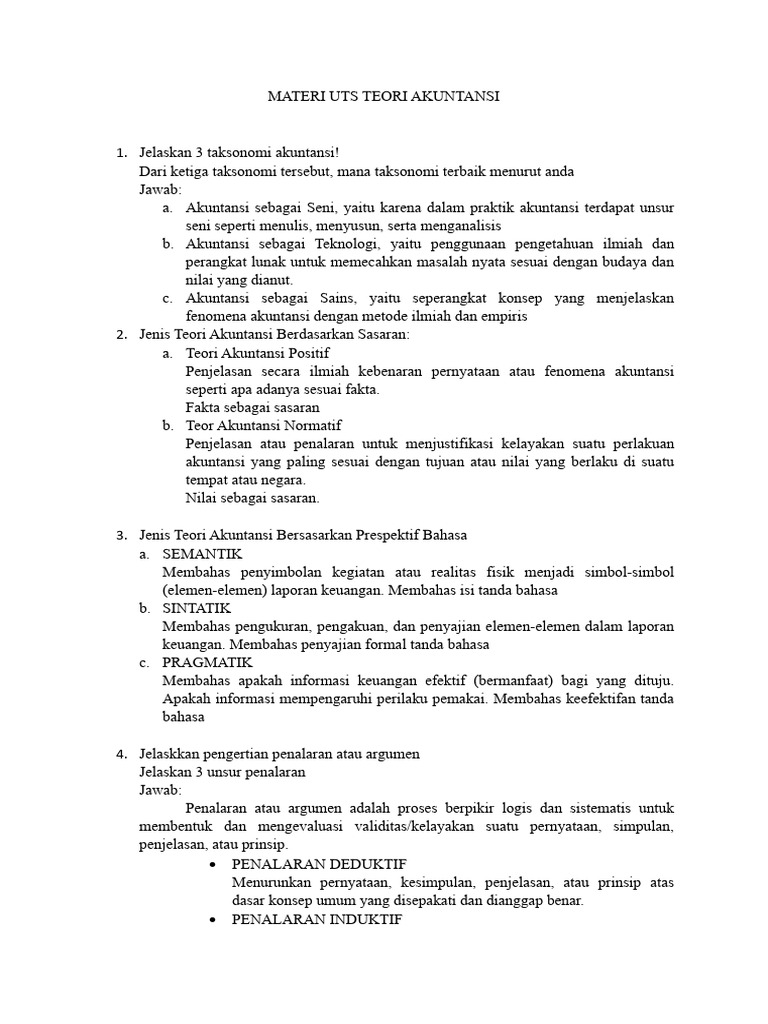 Materi Uts - Teori Akuntansi | PDF