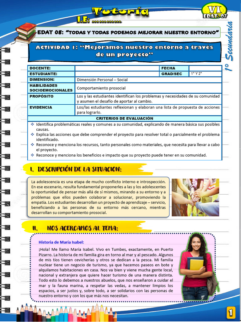 1° Ficha de Actividad 1 Edat 8 | PDF | Evaluación | Aprendizaje
