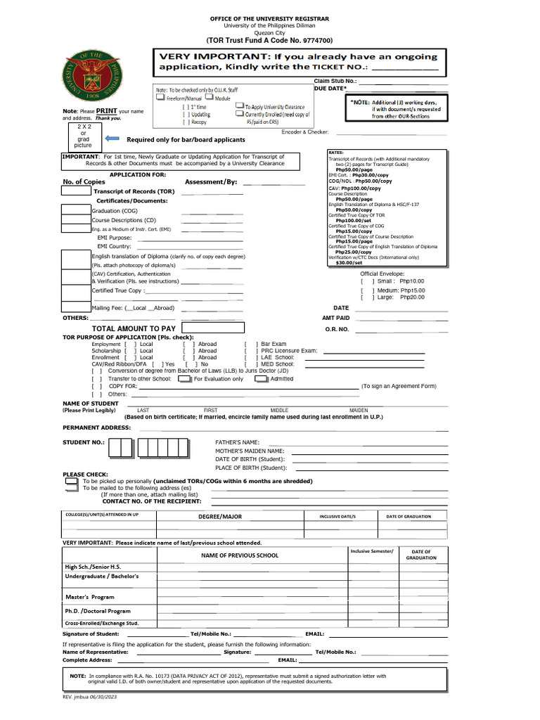 TORApplication FillableForm 1 | PDF | Qualifications | Vocational Education