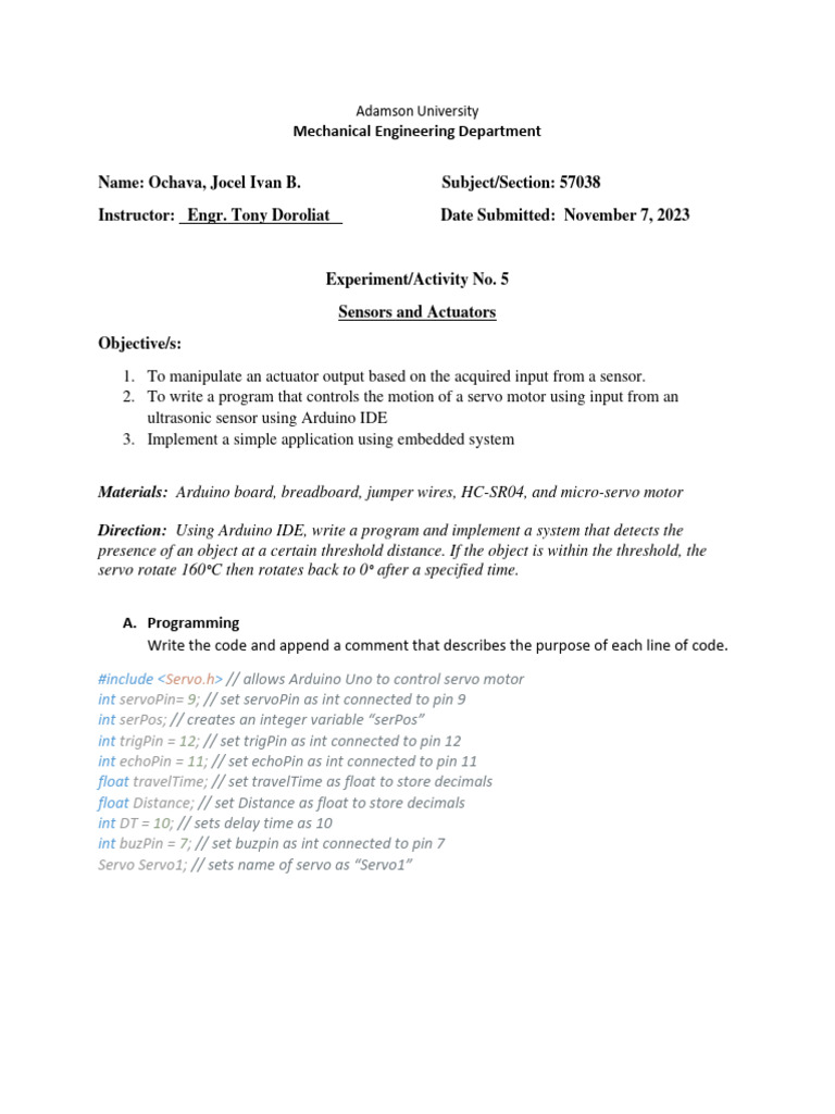 Control_Activity_5 (1) | PDF | Arduino | Servomechanism