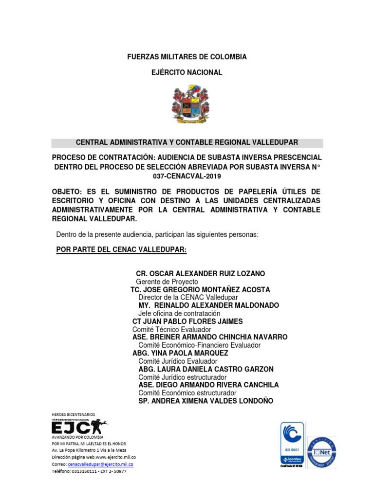 ACTA DE AUDIENCIA SUBASTA Parte 1 | PDF | Subasta | Colombia