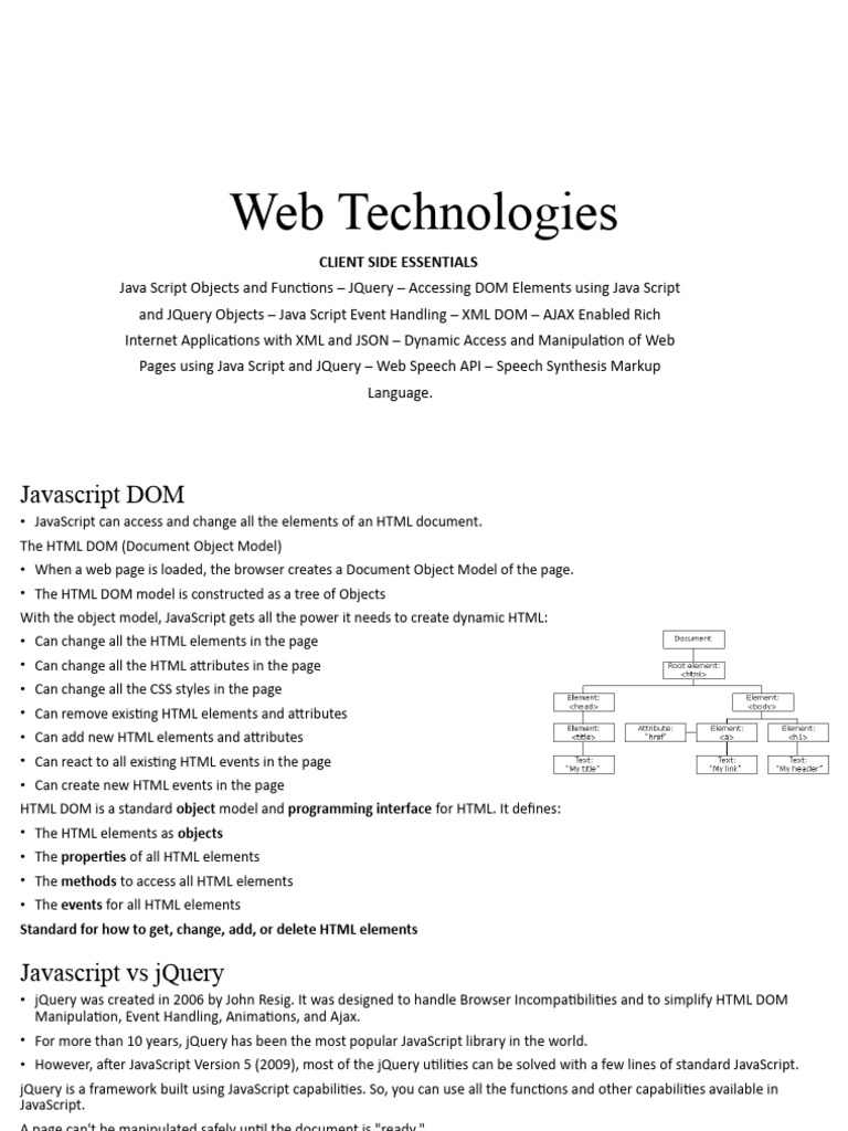 Web Technologies Unit 3 Part 1 | PDF | J Query | Document Object Model