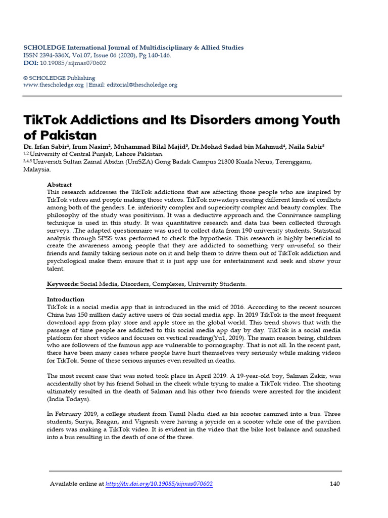 TikTok Addiction in Pakistani Youth | PDF | Methodology | Narcissism