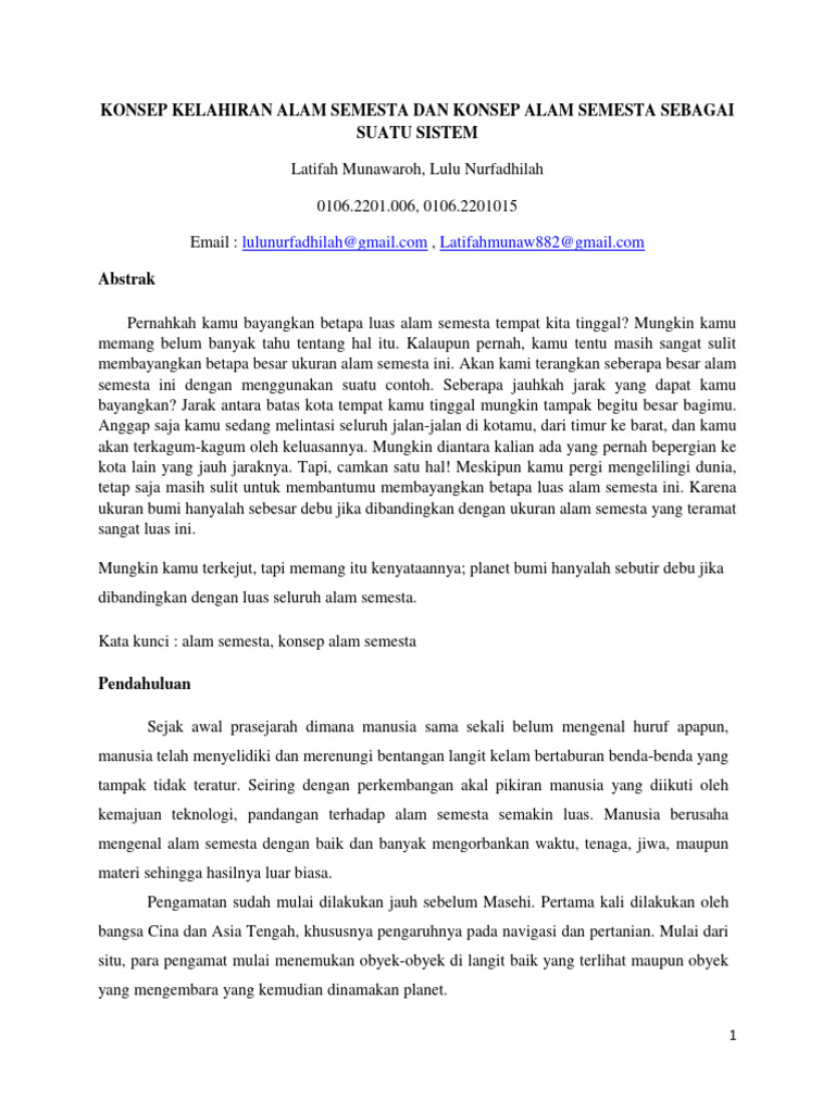 Artikel IAD Konsep Kelahiran Alam Semesta | PDF