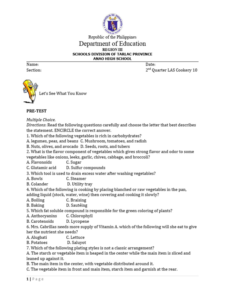 2ND Quarter Whole Las Cookery 10 True | PDF | Vegetables | Cooking