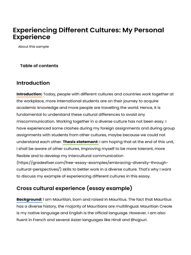 Culture Essay | PDF | Communication | Cross Cultural Communication