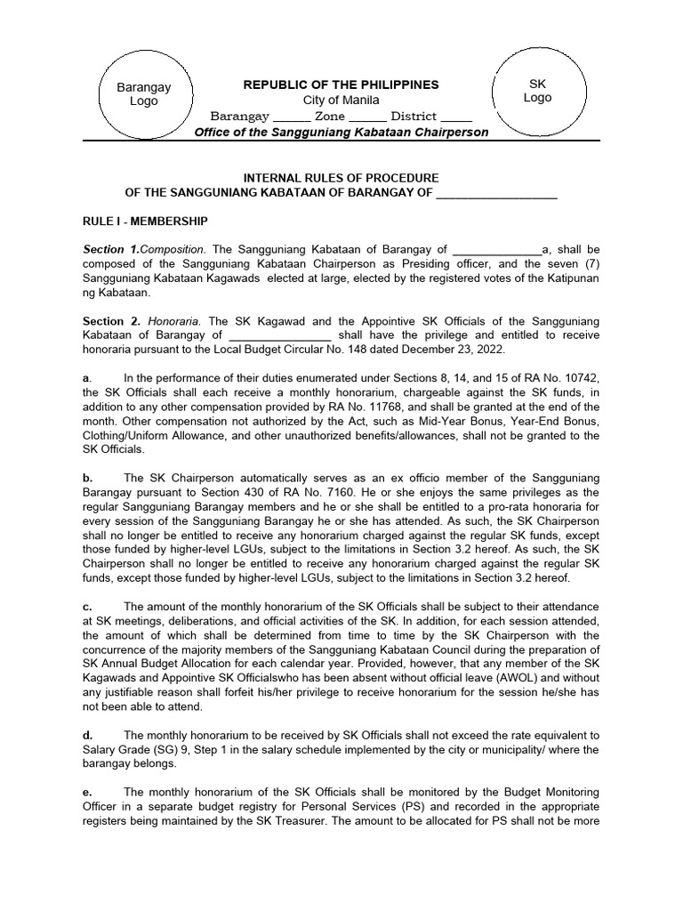 Internal Rules of Procedure SK | Download Free PDF | Quorum | Governance